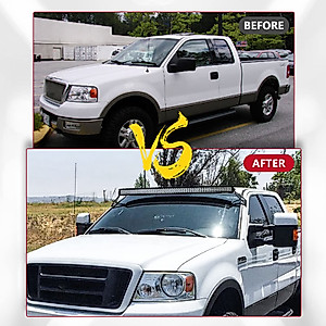 ALAVENTE 54" Curved Light Bar Upper Windshield Mount Brackets Kit for Ford F-250 / F-350 Super Duty 1999-2015, 54 inch Windshield Off Road Light Bar Brackets Mount