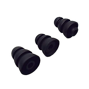 Motanar Triple Flange Ear Tip, 6 Pairs S/M/L Size Triple Three Flange Noise Isolate Silicone Cushion Ear Bud Tips with 4mm Connector Hole, Fit for Most in Ear Earphone (Black (SML))