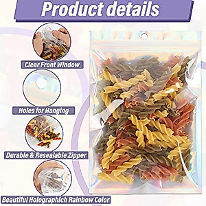 100 Pieces Resealable Holographic Bags-5.5x7.9''smell proof Foil Pouch Bags, Ziplock Bags for Party Favor Food Storage