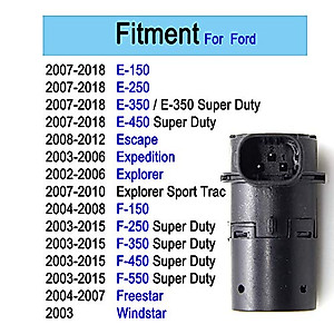 4 Pack Backup Rear Parking Aid Assist Sensor Compatible with Ford F150 F250 F350 E-150 E-250 Escape Explorer Lincoln Mercury Mariner Mountaineer - Replace# 684-029 3F2Z15K859BA 4F2315K859AA T36006