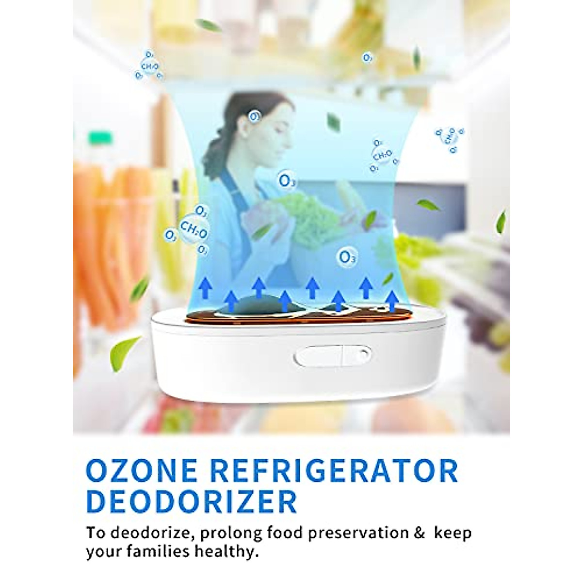 Zerosky Ozone Refrigerator Deodorizer, 20mg/H O3 Air Purifier Deodorizer, Natural Car, Shoe Deodorizer, Odor Eliminators For Home, Closet, Pet Home, Washing Machine, white