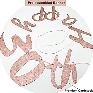 WOJOGO 30th Birthday Decorations for Women, Rose Gold 30 Birthday Decorations for Her Him, Including Happy 30th Birthday Banner Hanging Swirls Birthday Cake Topper Balloons for Party Supplies