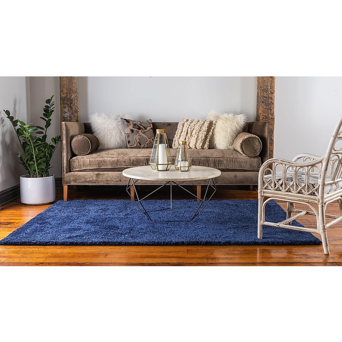 Unique Loom Solo Collection Area Rug - Calabasas (7' 1" x 10' Rectangle, Navy Blue)