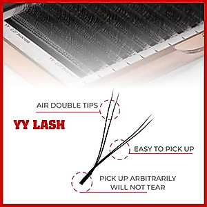 THE LASH SUPPLY YY Hybrid Eyelash Extension Professional Supplies, C/D Curl, 9-15mm Length, 0.07 Thickness, Matte Black Fake Eye Lashes, Soft and Lightweight Lashes Mixed Pack