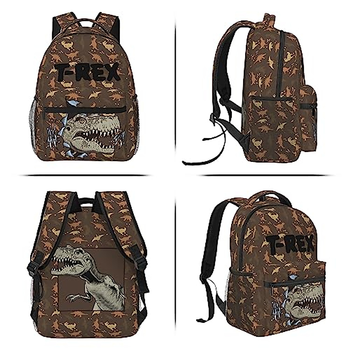 HANKCLES T-Rex Dinosaur Backpack T-REX Bookbag Brown Dinosaur Backpack Dinosaur Lover Bag Backpack Dinosaur Gifts Dinosaur Lightweight Dinosaur Backpack for Boy Girl Students