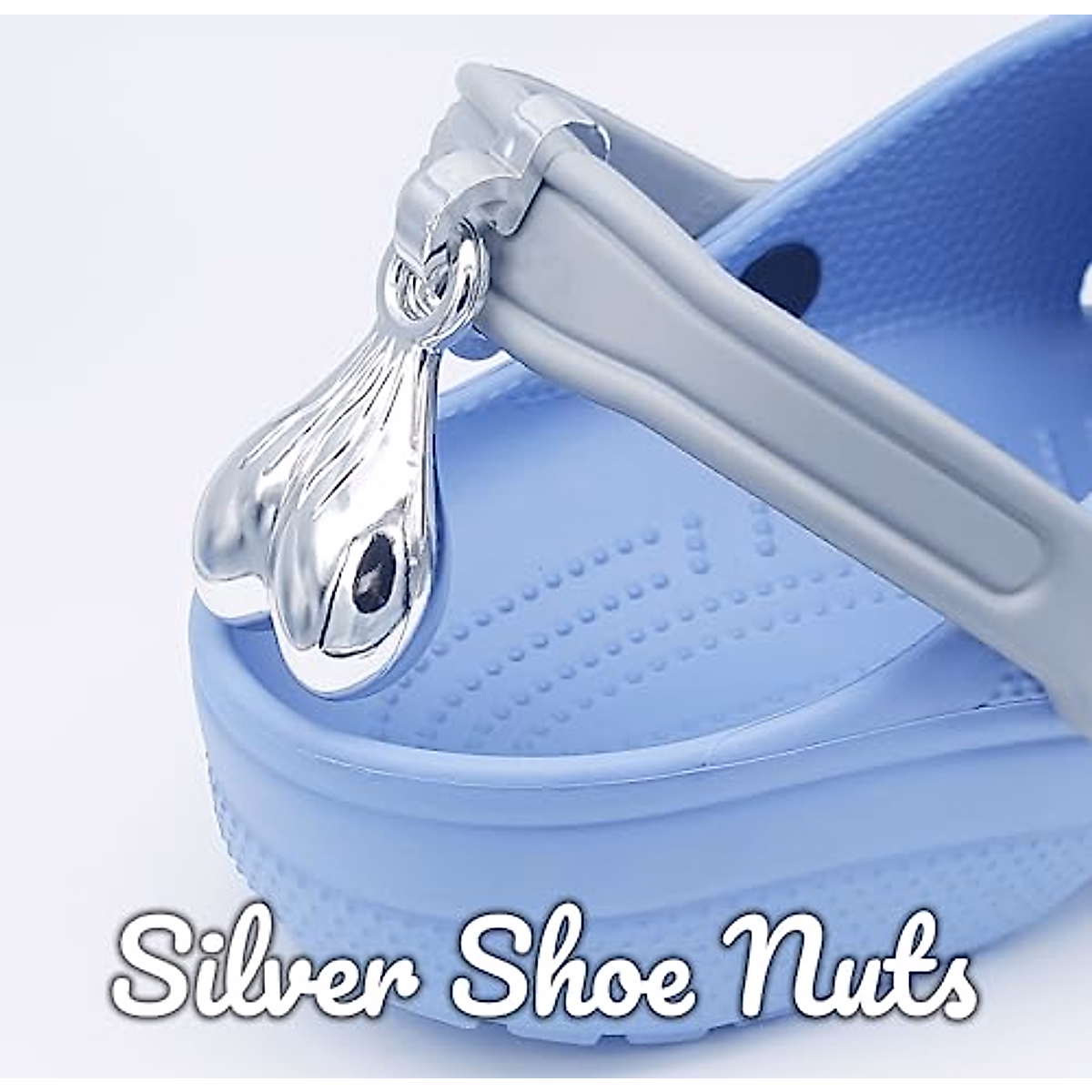 YIPUKIYI Shoe Nuts Shoe charms 2 Pack Shoe Balls, Noticeable Shoe Accessories, Decorative Shoe Charms for Shoe Buckles (SILVER)