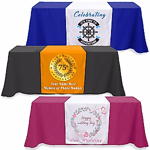 Custom Table Runner 36"x72"with Business Logo or Your Text Personalized Tablecloth Runners Customize with Logo for Birthday Wedding Anniversary Tradeshow Events…