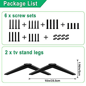 TV Stand Legs for TCL 65" Class 4-Series 4K UHD HDR ROKU Smart TV, TV Stand Base Compatible with TCL TV Model 65S421, Screws Included (Black)