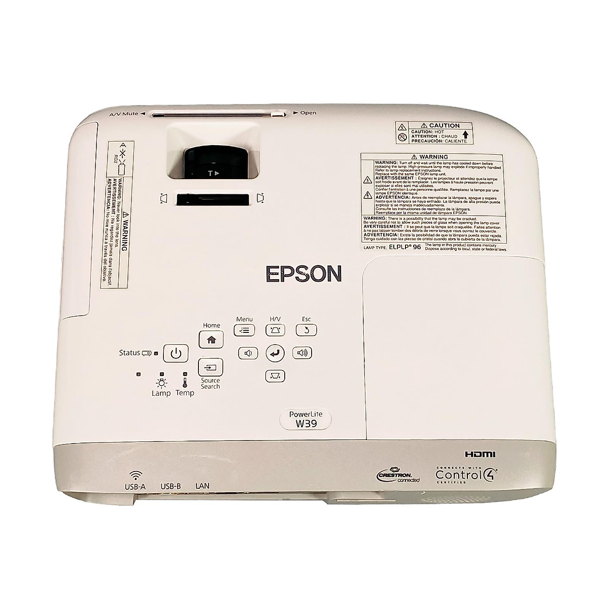 Epson PowerLite W39 3LCD Projector 3500 Lumens 16:10 WXGA HD 1080P HDMI Portable, Bundle Remote Control HDMI Cable Power Cable