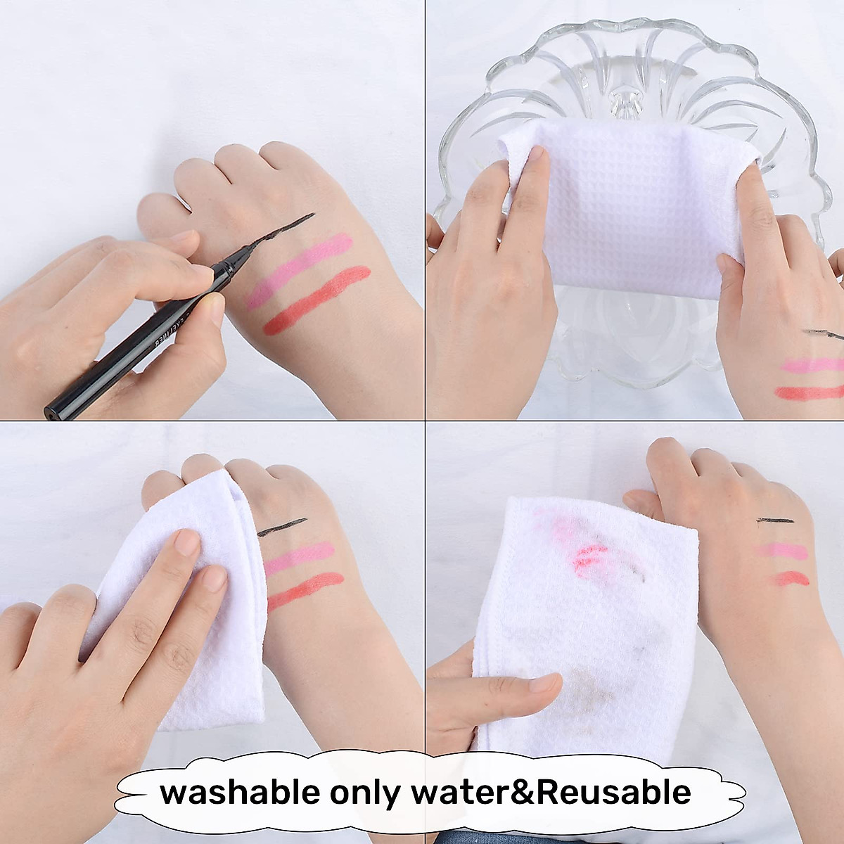 SINLAND Waffle Washcloths Microfiber Facial Cloths Soft Makeup Remover Cloths Ultra Thin Quick Drying Exfoliating 6 Pack White