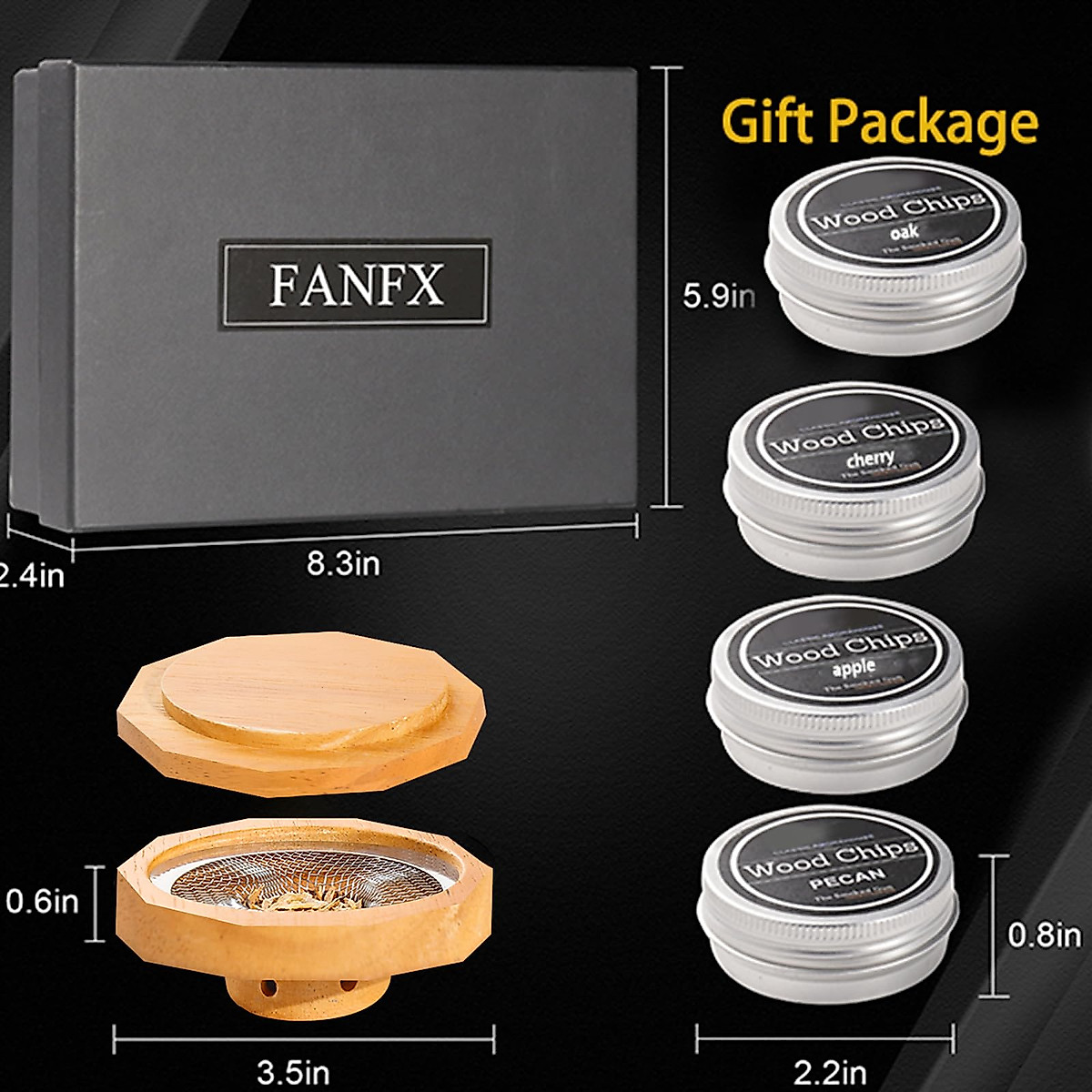 Cocktail Smoker Kit with Butane Torch Old Fashioned Cold Smoker for Cocktail, Whiskey, Wine, Bourbon , Cheese, Meat and More, Cocktail Smoking Kit Wood Shavings