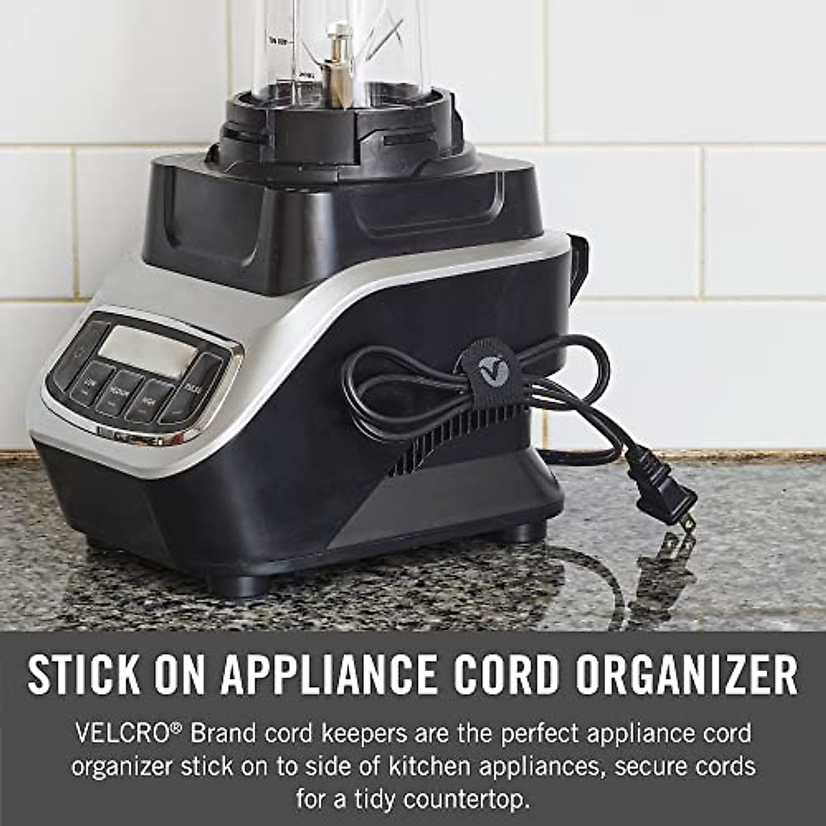 VELCRO Brand Cord Keepers | Soft Nylon Cable Clips Organize Wires in Home, Office, Desk or Nightstand | Removable Adhesive Back Holds Secure, Removes Clean | 10pk, Black