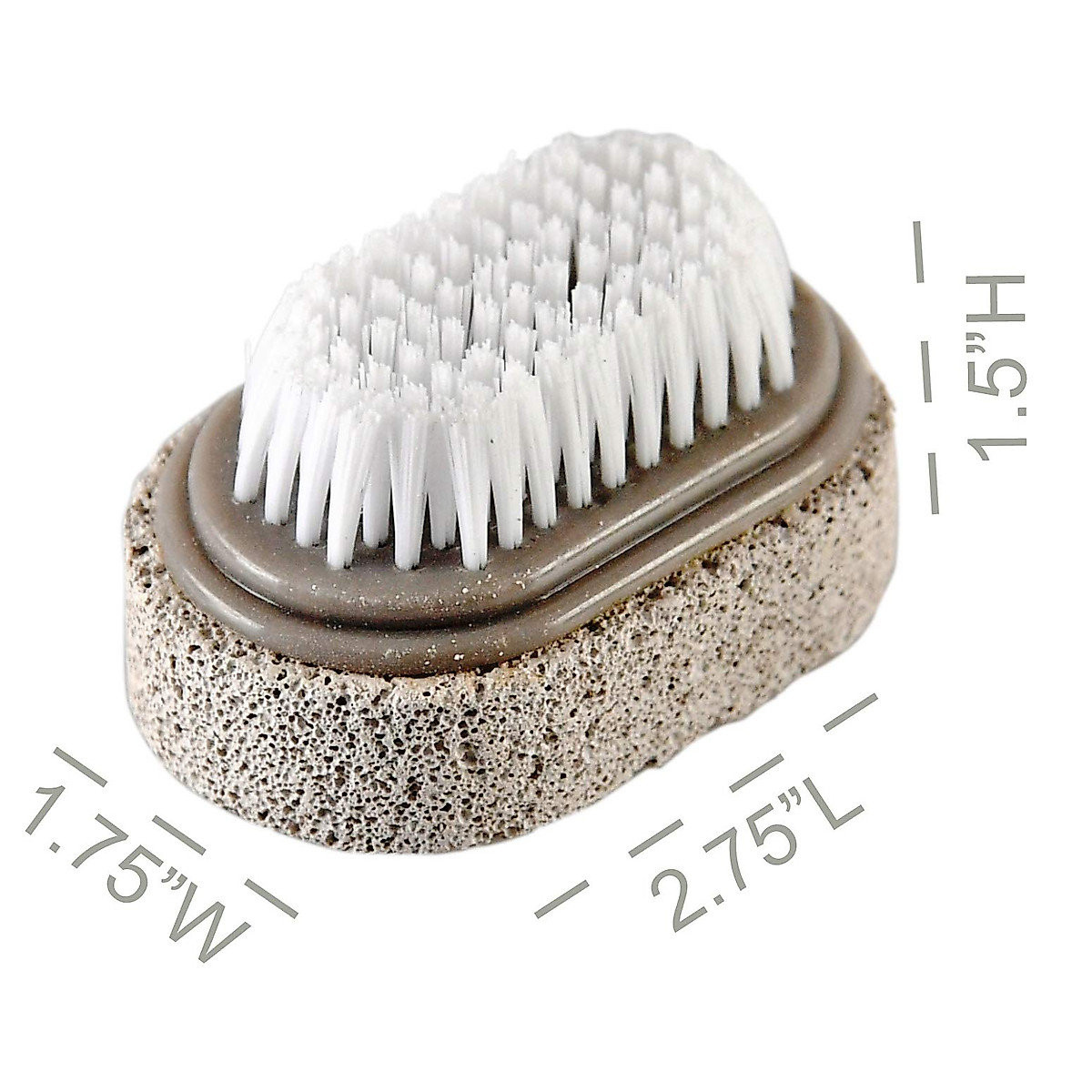 HOME-X 2-in-1 Pumice Stone and Brush for Feet, Foot File, Dead Skin Callus Remover, Pedicure Tool, Bathroom Accessories-2 ¾“ L x 1 ¾“ W