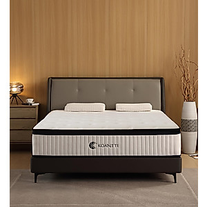 KOANTTI Queen Mattresses,14 Inch Queen Size Mattresses in a Box,Memory Foam Hybrid White & Black Mattress with Provide Support and Improve Sleep Mattresses,Pressure Relief,Medium Firm.