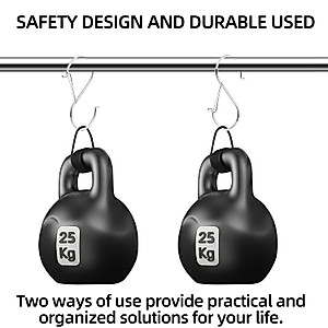 HCTESCO 4.96inch Large Size Silver S Hooks for Hanging - Heavy Duty, Ideal for Hanging Plants, Carabiner, and More! (16)