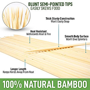 Zulay Kitchen Authentic Bamboo Marshmallow Smores Sticks - 40 Extra Long 17.5" Roasting Sticks - 5mm Heavy-Duty Bamboo Skewers - Thick Smore Sticks - Ideal for Grilling - Marshmallow Sticks Camping
