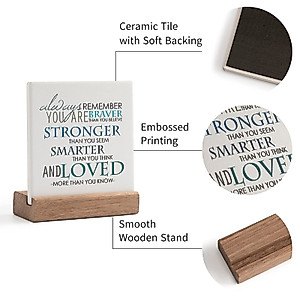 Lukiejac Inspirational Quotes Desk Decor Gifts For Women Best Friend Encouragement Cheer Up Gifts Office Inspiration Positive Plaque With Wooden Stand For Cowoker Motivational Sign For Birthday (Blue)