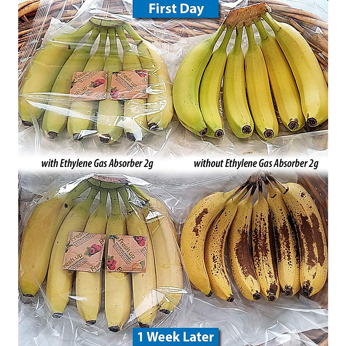 2 Gram (30 Pack) Produce Saver Ethylene Gas Absorber – Produce Freshness Packets Produce Saver to Extend Freshness of Vegetables, Flowers, Fruits, Banana, kiwi, apple, tomato, avocado