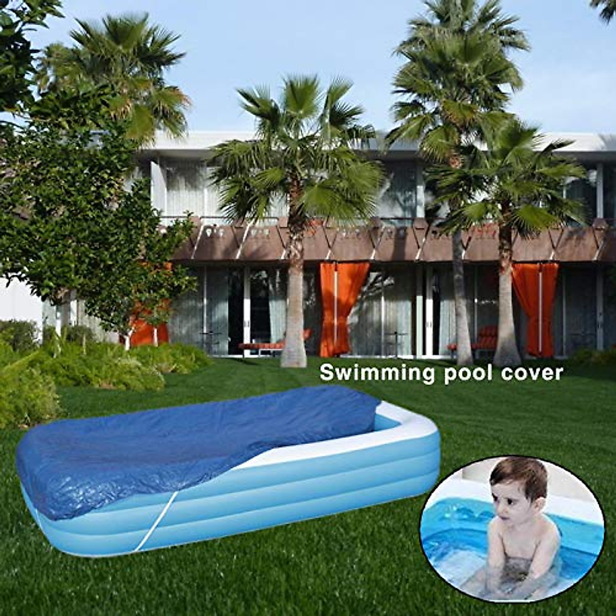 No-Branded GUANGLU Swimming Pool Cover Rectangular 120x72x22 in Inflatable Pool Cover Cloth UV-Resistant for Garden Outdoor Paddling Family Pools Protector