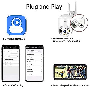 Aottom Security Camera Outdoor 2MP - 360°View Wireless WiFi Home Surveillance Camera with Pan/Tilt/Motion Dection Activity Alert/Night Vision / 2-Way Audio/Waterproof/APP/Support 128G SD Card