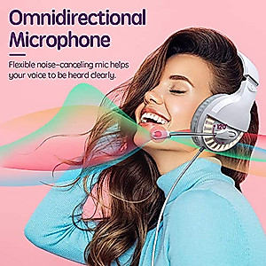 VersionTECH. White Gaming Headset PS5 PS4 Game Headphones Xbox One Gaming Earphones with Mic, LED Lights for PS5/ PS4/ Xbox 1/ PC/Mac Computer/Switch, Kids, Girls