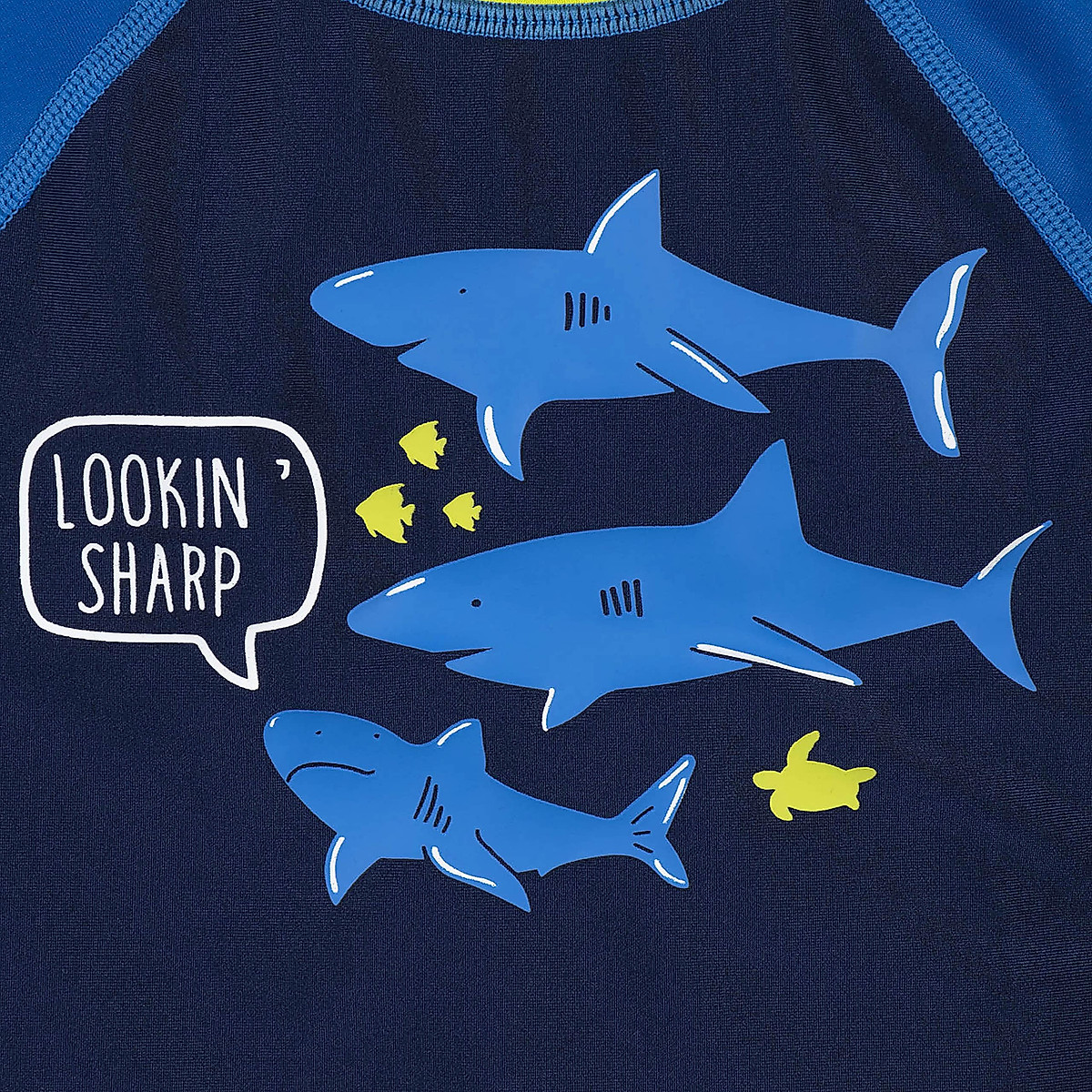 Gerber Baby Boy's Toddler Long Sleeved Rashguard Swim Bathing Suit Set, Blue and White Sharks, 18 Months