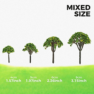 Yetaha 20PCS Mini Fairy Garden Model Trees, Miniature Plant Ornament Models Green Diorama Supplies for DIY Craft Train Landscape Railroad Scenery Sand Military Layout Model War Gaming Terrain