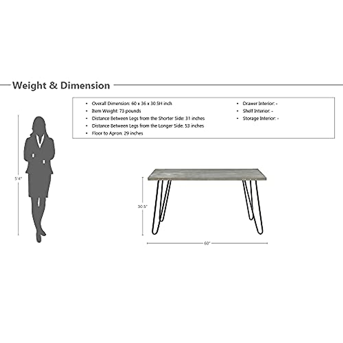 Lexicon Elyse Dining Table, Gray/Black