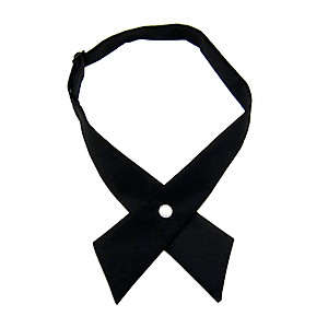 Tie for Men Women Adjustable Criss-Cross Bowtie School Uniform Pre Tied Bows for Girls Neck Tie Accessories PTK03 (Black New)