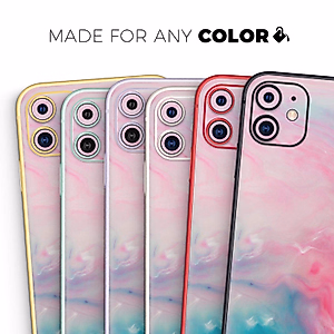 Design Skinz Marbleized Pink and Blue Paradise V712 Protective Vinyl Decal Wrap Skin Cover Compatible with The Apple iPhone 11 Pro Max (Screen Trim & Back Glass Skin)