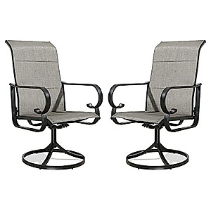 Iwicker Patio Dining Chairs, Outdoor Swivel Dining Chairs with Textilene Mesh Fabric, Set of 2