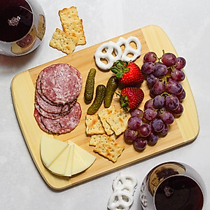 Totally Bamboo Hana Bamboo Serving & Cutting Board, 10" x 7-1/8", Natural Two Tone