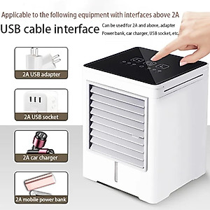 papercrush Portable Air Conditioner, 3 Speeds Personal Evaporative Air Cooler with 1-6H Timer, Mini Air Conditioner Touch Screen, Quiet Portable AC Unit Fan for Office Desk Home Bedroom Camping Car