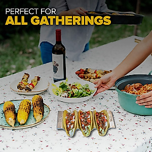 Taco Holder Stand Shell Holders Tray 3 Tacos Galvanized Steel with Handles 1 Pack Exultimate
