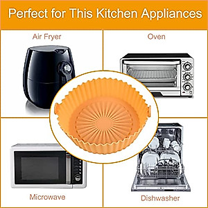 Air Fryer Silicone Pot 2 Pack, Reusable Air Fryer Liner, Fit 2-3 QT, Air Fryer Oven Accessories, Flammable Parchment Liner Replacement.(Blue Orange)