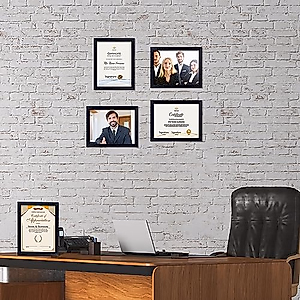 ELSKER&HOME 8.5x11 Picture Frame - Black Sturdy Wood Composite Certificate Frame - Semi-Tempered Glass - Includes Hanging Hardware and Desktop Easel - for Document/Diploma Frame (4 Pack)