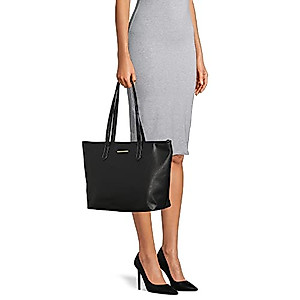 Time Tru Time and Tru Women's Faux Leather Vegan 3-Piece Handbag Set Tote, Wristlet and Wallet (Black Pebble)