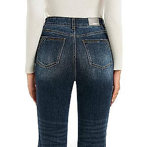 MetHera Women's Rolla Vintage High Rise Stretch Straight Leg Jeans (10, San Diego)