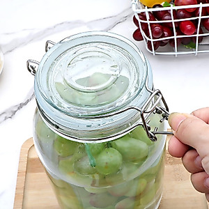 Flrolove 74 oz/2200ml Glass Food Storage Jars,Glass Canisters With Airtight Lids,Large Brown Sugar Container,3 Pack Round Jar Containers for Storing Sugar, Flour, Cereal,Coffee,Cookies