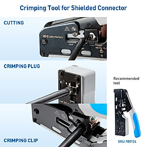 Cable Matters 50-Pack Cat6A RJ45 Shielded Modular Plugs with Strain Relief Boots/Cat 6A Shielded RJ45 Connectors