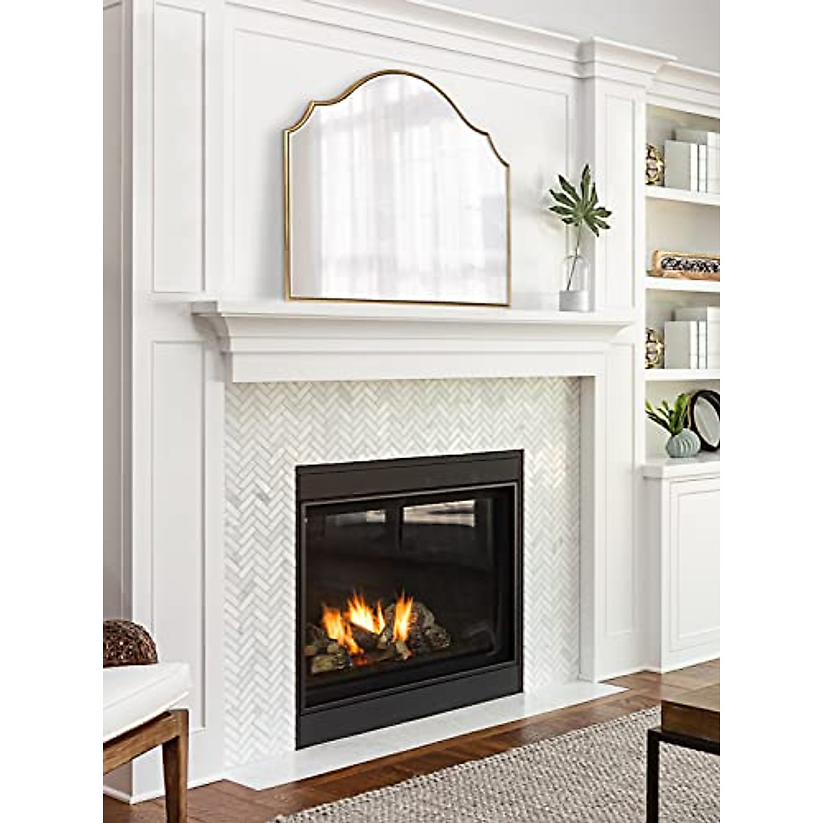 Kate and Laurel Leanna Glam Horizontal Wall Mirror, 27.5 x 31.5, Gold, Sophisticated Large Mirror for Wall