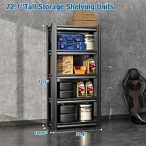 NICOMOW 72.1" H Garage Storage Shelves Heavy Duty Shelving Units and Storage Loads 2200LBS,Utility Shelf Rack,Industrial Shelving for Garage,Warehouse,Workshop,Basement,Repair,Requires Installation