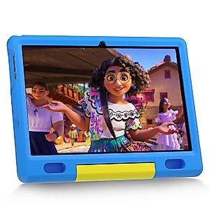 LVILLE Kids Tablet 10" Android 12 Tablet PC 10.1" Display, Quad Core Processor, 2GB+32GB, 6000mAh, Kidoz Pre Installed, Parental Control Tablet for Kids, Wi-Fi, Bluetooth, Kid-Proof Case (Blue)