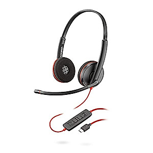 Plantronics Blackwire C3210 Headset Noise Cancelling Soundguard and Flexible Microphone Arm - Black