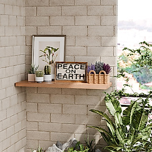 LUPWNEKA 36 Inch Solid Oak Floating Shelves for Wall - Natural Wood 12 Inch Deep Wall Shelf, Rustic Display Shelf Wall Mounted, Hanging Wall Shelf Decoration for Bedroom, Bathroom, Living Room