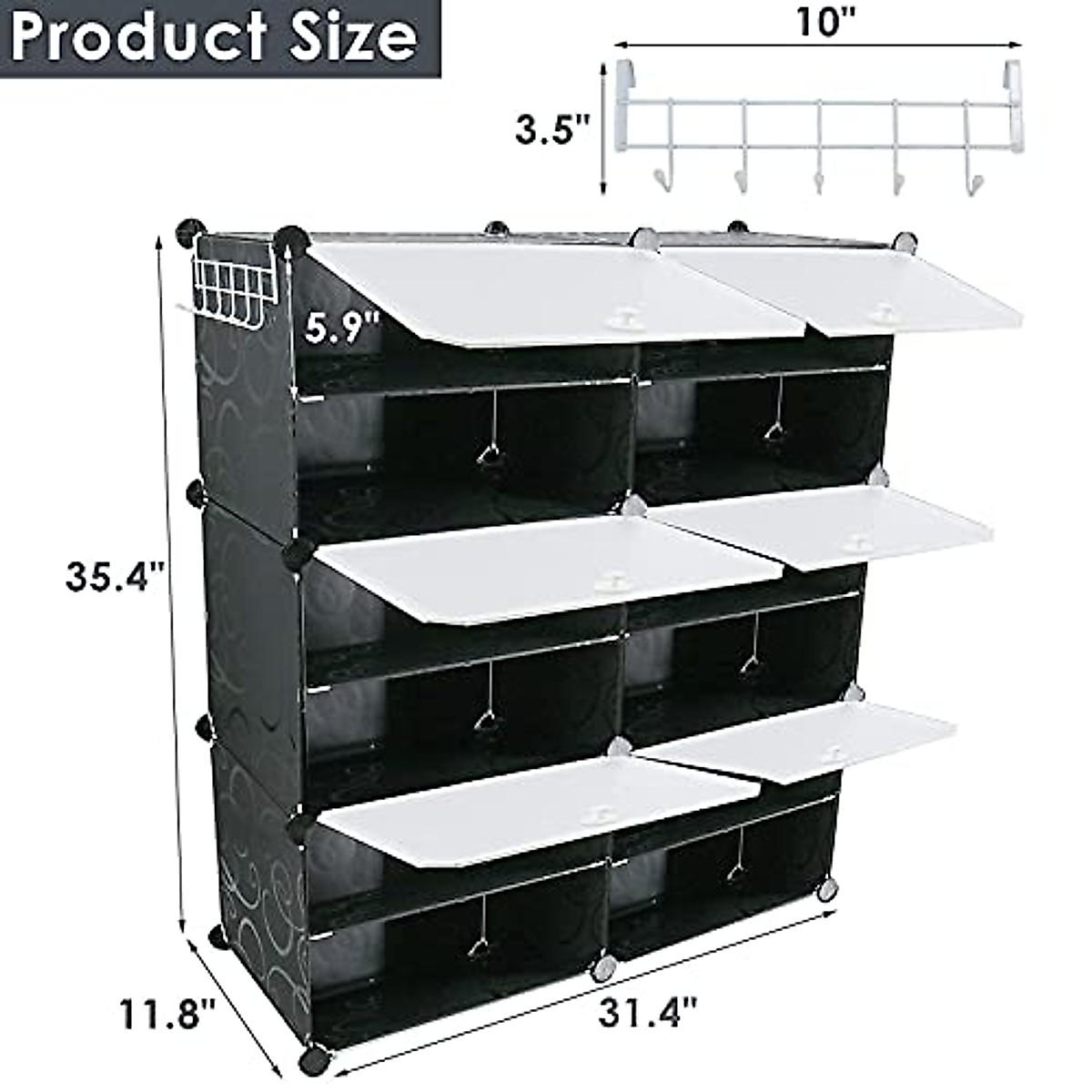 WerkWeit Portable Shoe Storage 6-Tier Shoes Rack 24 Pairs Plastic Cube Storage Tower Shelves for Storage Shoe Cabinet Shoe Rack for Entryway, Hallway and Closet for Shoes, Slippers, Boots Storage