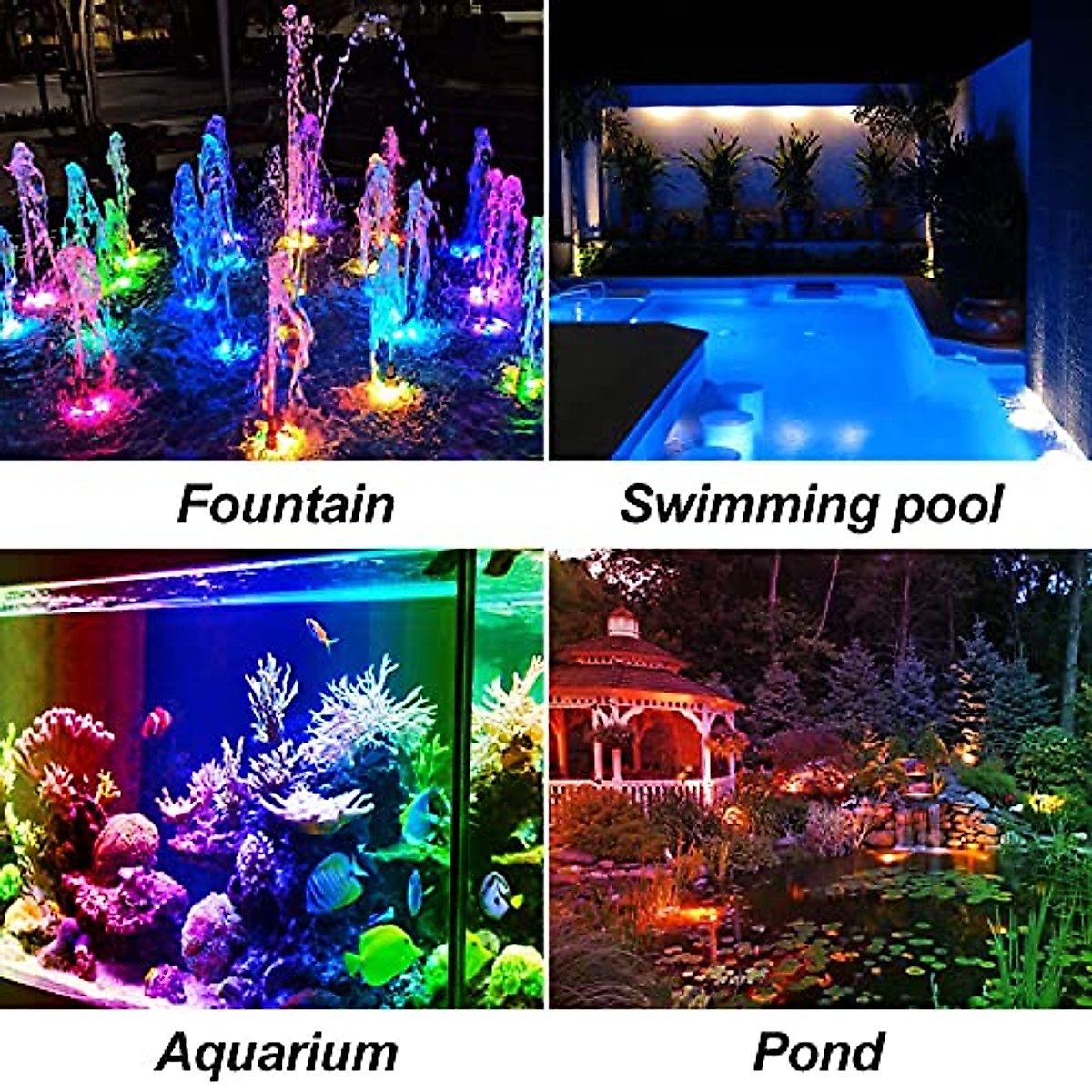 T-SUN Solar Pond Lights, 5 Headlamp RGB LED Spotlights Color Changing Submersible Fountain Lights, Underwater Solar Fish Tank Light Adjustable Lighting Angle for Garden Fountain, Pond, Pool Decoration