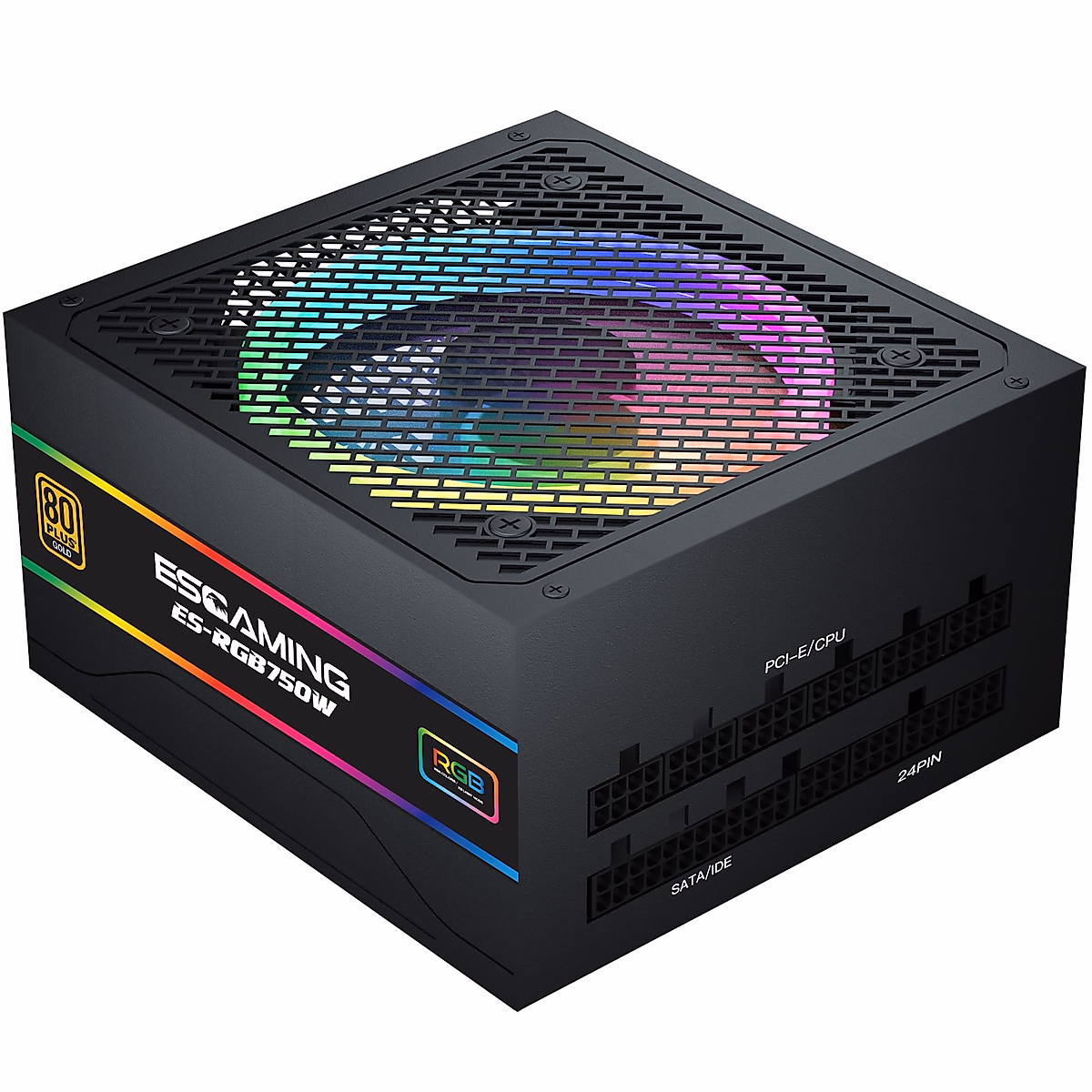 Power Supply APFC 750W RGB, 80 Plus Gold ATX Computer Gaming Power Supply Certified PSU with ARGB Light, 120mm Silent RGB Fan, 5 Year Warranty