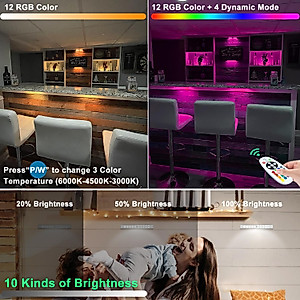 Under Cabinet Lights Wireless, Dimmable 48 LED Closet Lights Rechargeable, Under Counter Lighting with Remote, 15 Color Changing Night Light RGB Bar for Home Shelf Kitchen Pantry Stair, 4 Pack
