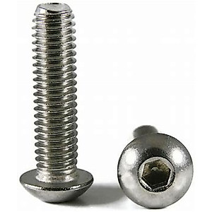 5/16"-24 x 2-1/2" Button Head Socket Cap Screw, Allen Socket Drive, 18-8 Stainless Steel, Full Thread - Quantity 10 - by Fastener Depot, LLC